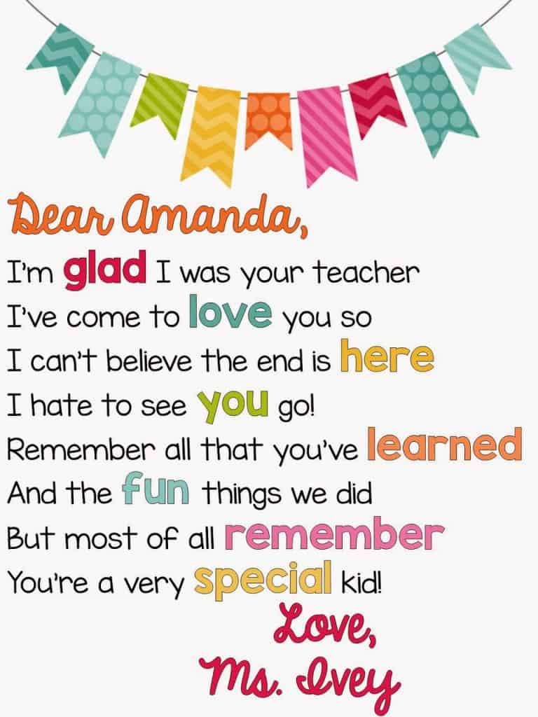 End Of Year Poem For Teacher