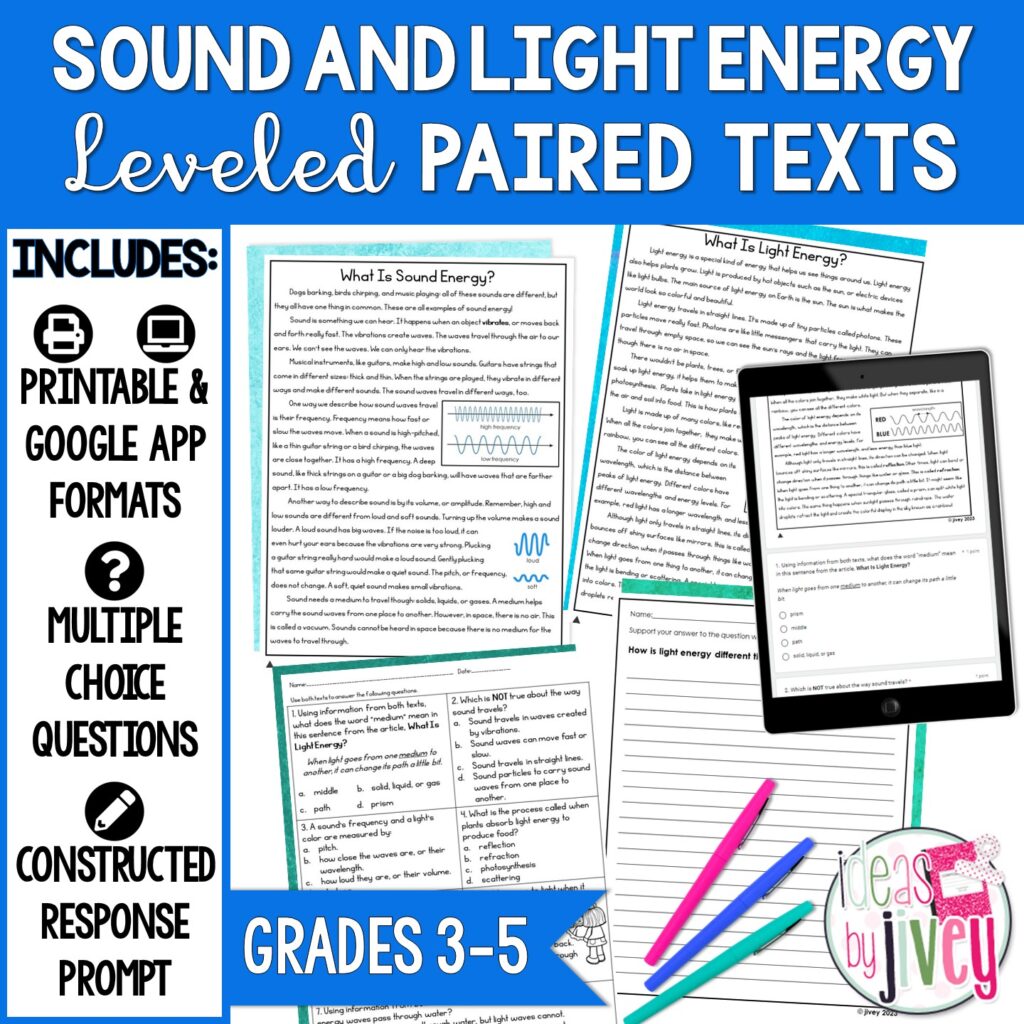 Paired Texts [Print & Digital]: Sound and Light Energy - Ideas by Jivey