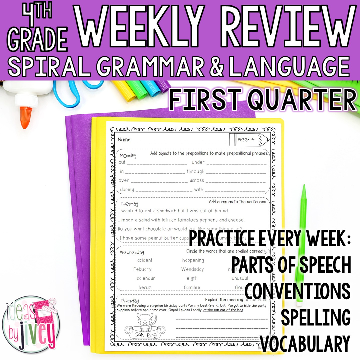 Grammar / Language Spiral Review 1st Quarter Weeks 1-9 (4th Grade ...