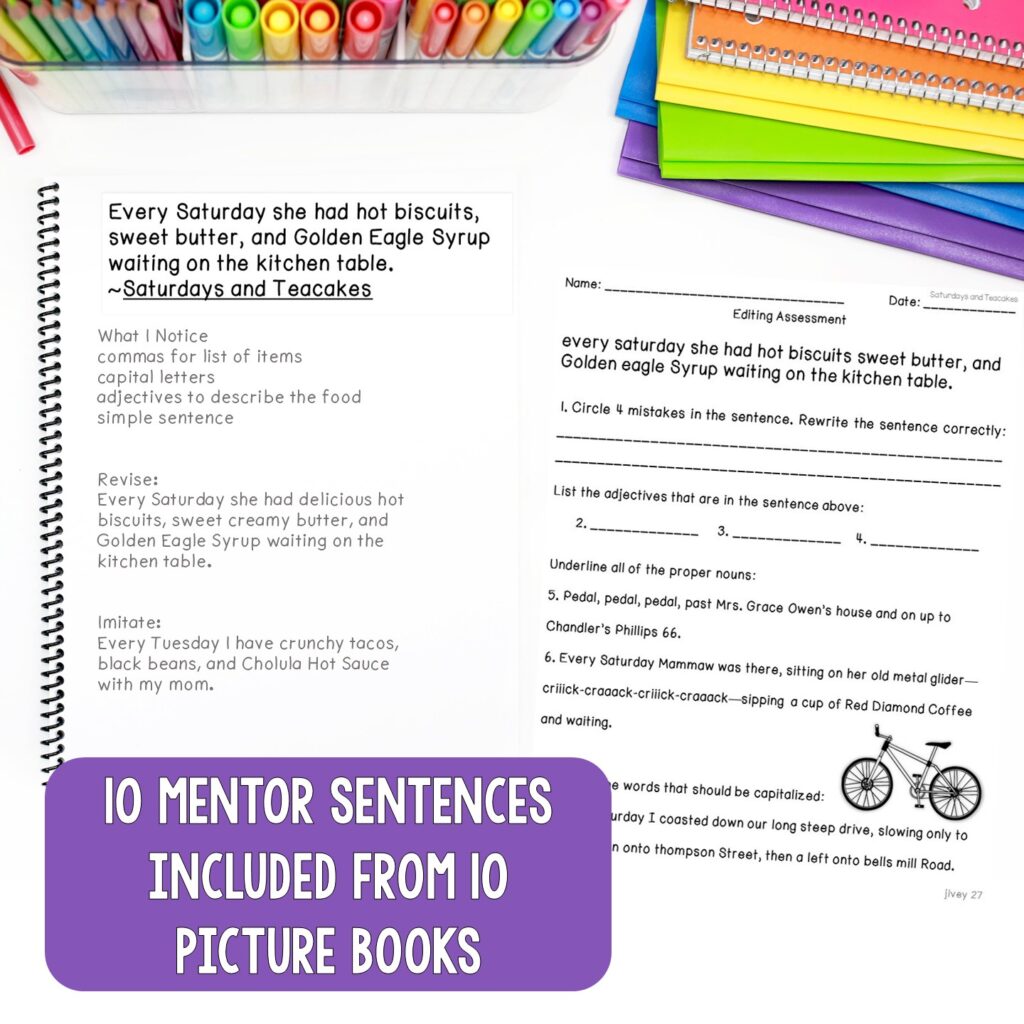 Mentor Sentences Unit: Daily Grammar Vol 1, First 10 Weeks (Grades 3-5 ...