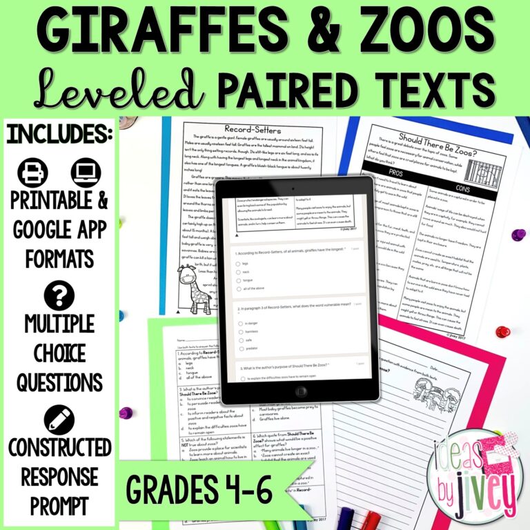Paired Texts [Print & Digital]: Giraffes and Zoos Grades 4-6 - Ideas by ...