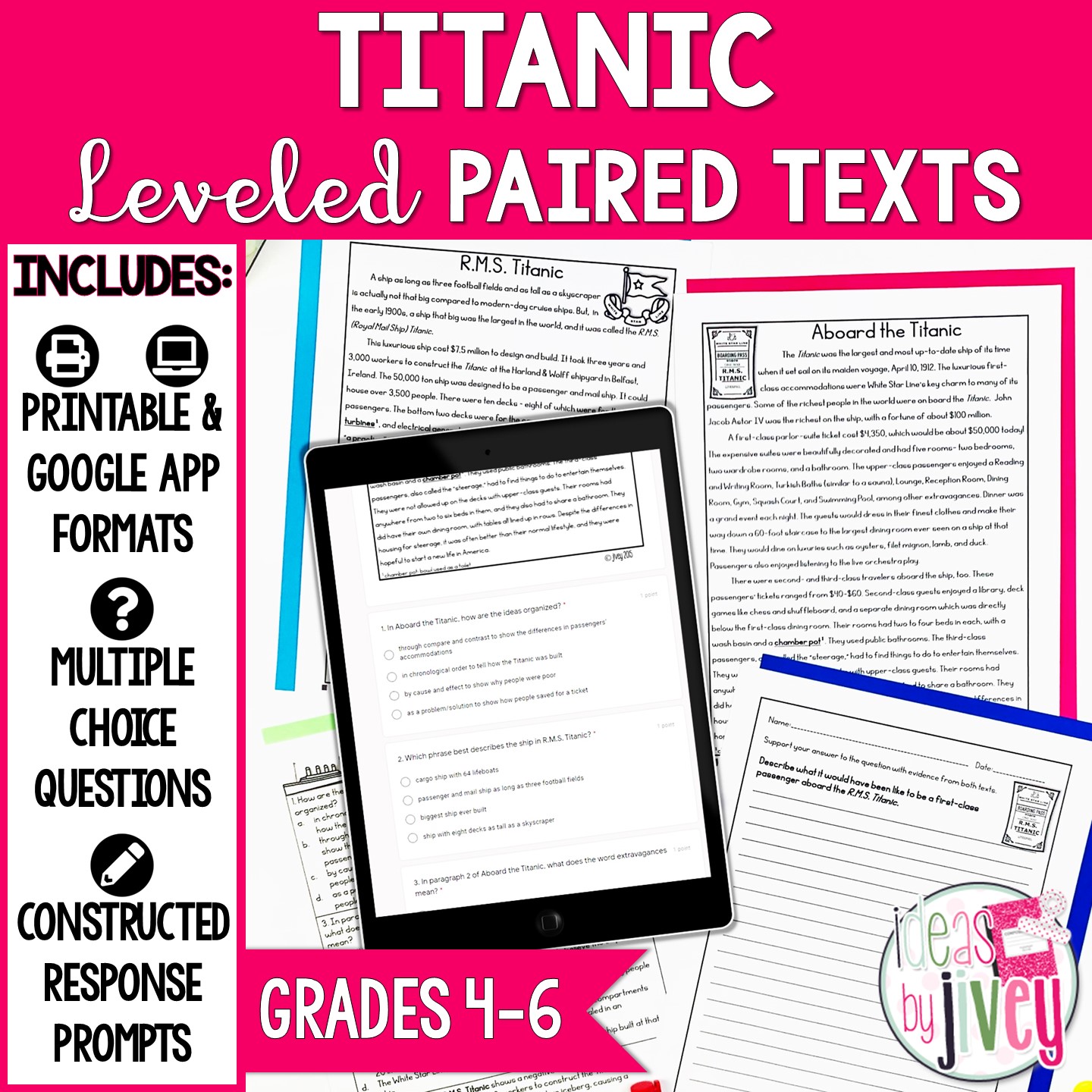 Paired Texts [Print & Digital]: Titanic Grades 4-6 - Ideas by Jivey