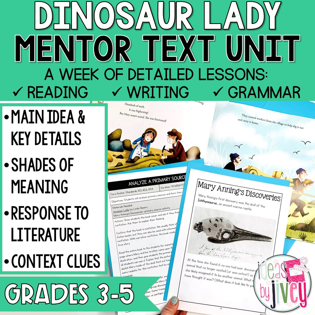 Dinosaur Lady Mentor Text Unit for Grades 3-5 - Ideas by Jivey
