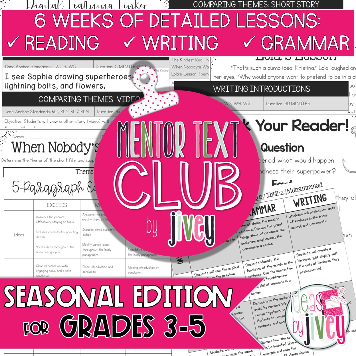 MENTOR TEXT MINI-CLUB by Jivey SEASONAL EDITION for Grades 3-5 - Ideas ...
