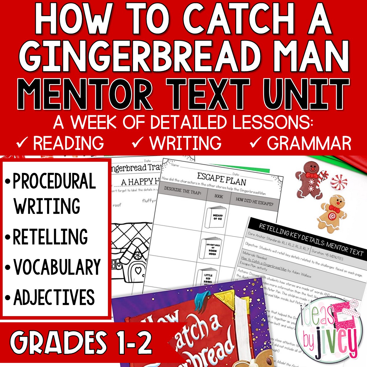How to Catch a Gingerbread Man Holiday Mentor Text Unit for Grades 1-2 ...