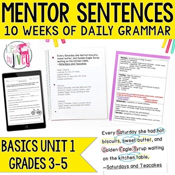 Daily Grammar Mentor Sentences Unit: Just the Basics Set 1 (Grades 3-5 ...