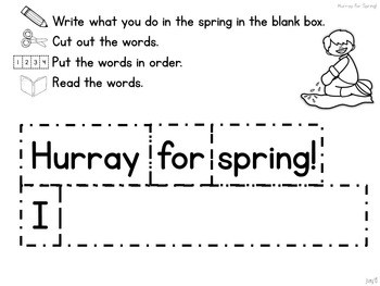 Mentor Sentences Mini-Unit: Spring Books for Early Emergent Readers ...