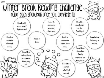 Reading Challenge for Winter Break and Christmas Break {Freebie ...