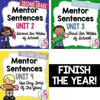 Second, Third, and Fourth Mentor Sentence Units Bundle (Grade 2 ...