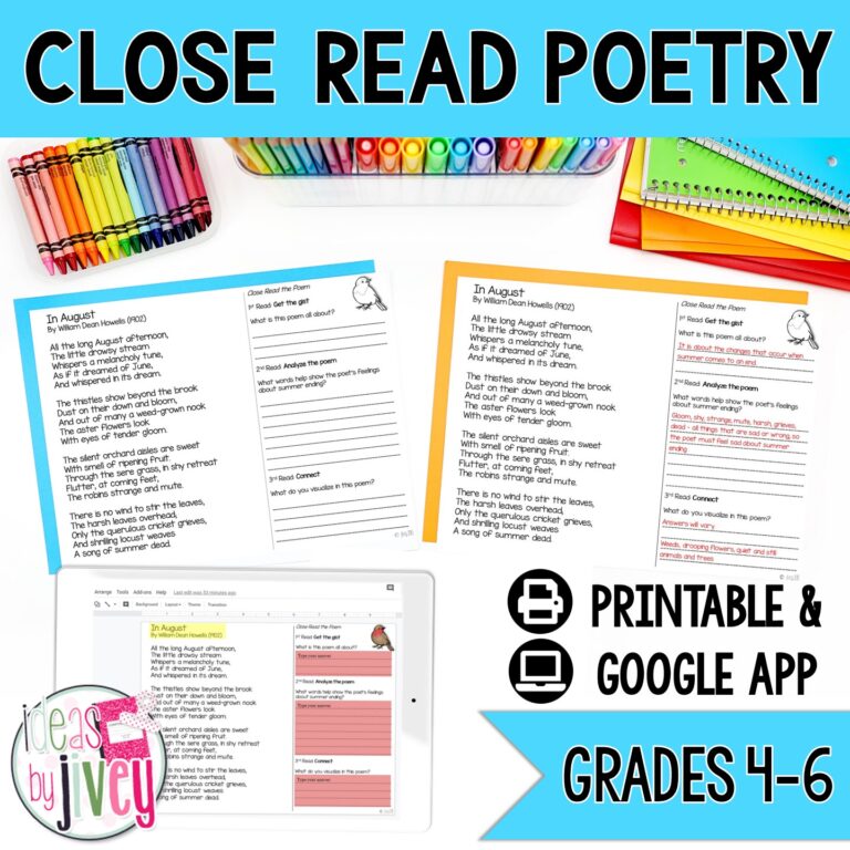 Close Reading Poems in Grades 4-6 | Analyze Poetry for National Poetry ...