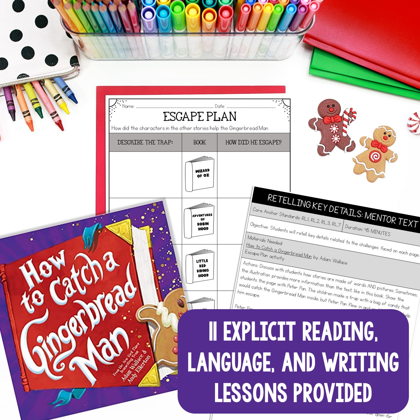 How to Catch a Gingerbread Man Holiday Mentor Text Unit for Grades 1-2 ...