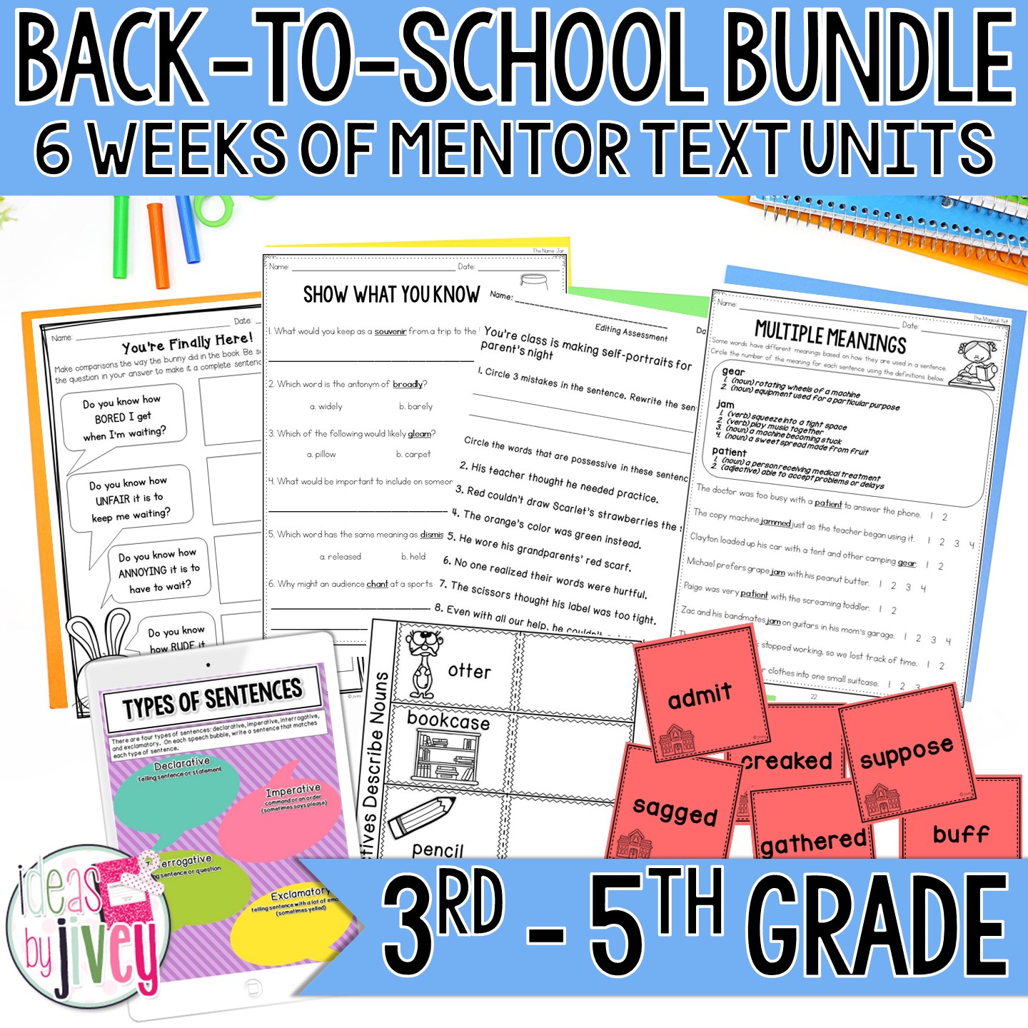 Back to School Read-Aloud Picture Book Activities- Bundle of 6 Mentor ...